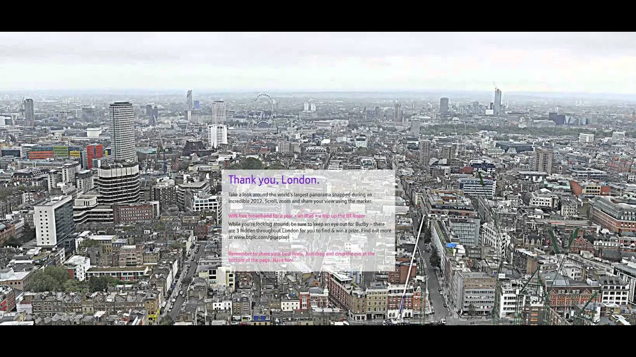 World record 320 Gigapixel view of London from the BT Tower - YouTube