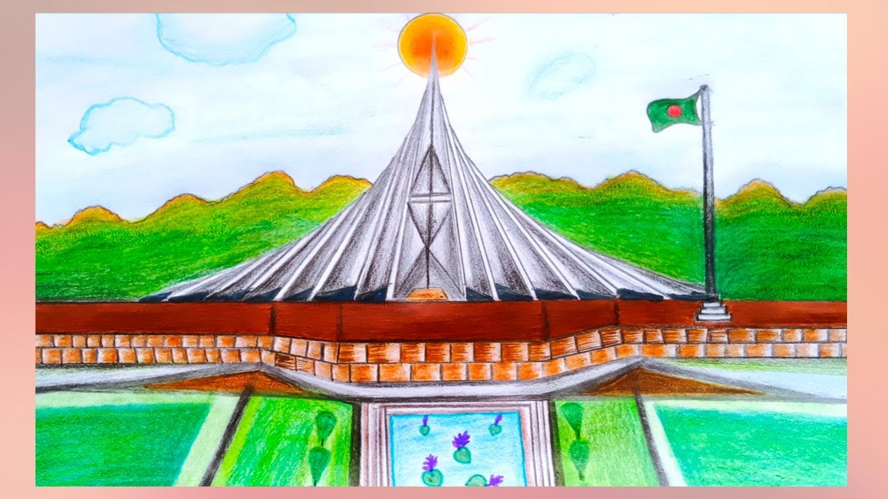 স্মৃতিসৌধ আকাঁ/How to draw sriti shodho vary easily/sriti shoudho ...