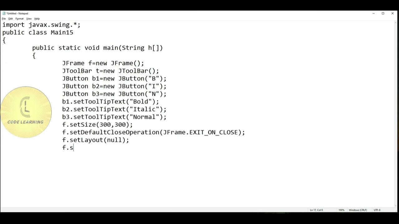 Java | Swing class 'ToolTip - add in toolbar' | CodeLearning - YouTube
