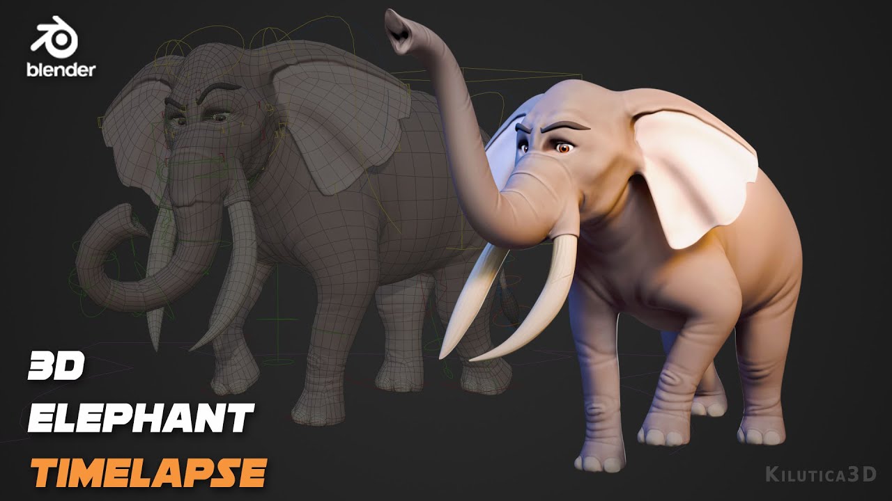 Cartoon Elephant 3D Character – Sculpting, Retopology & Rigging ...
