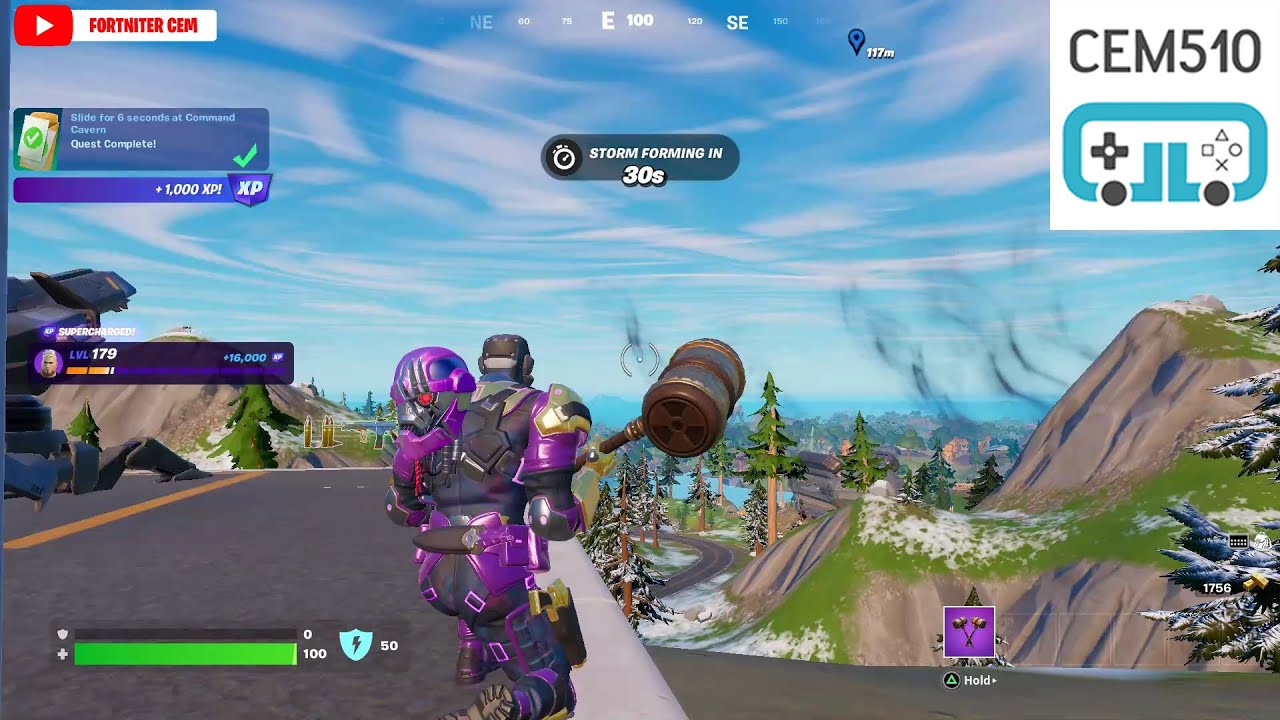 Slide for 6 seconds at Command Cavern Fortnite Daily Quests - YouTube