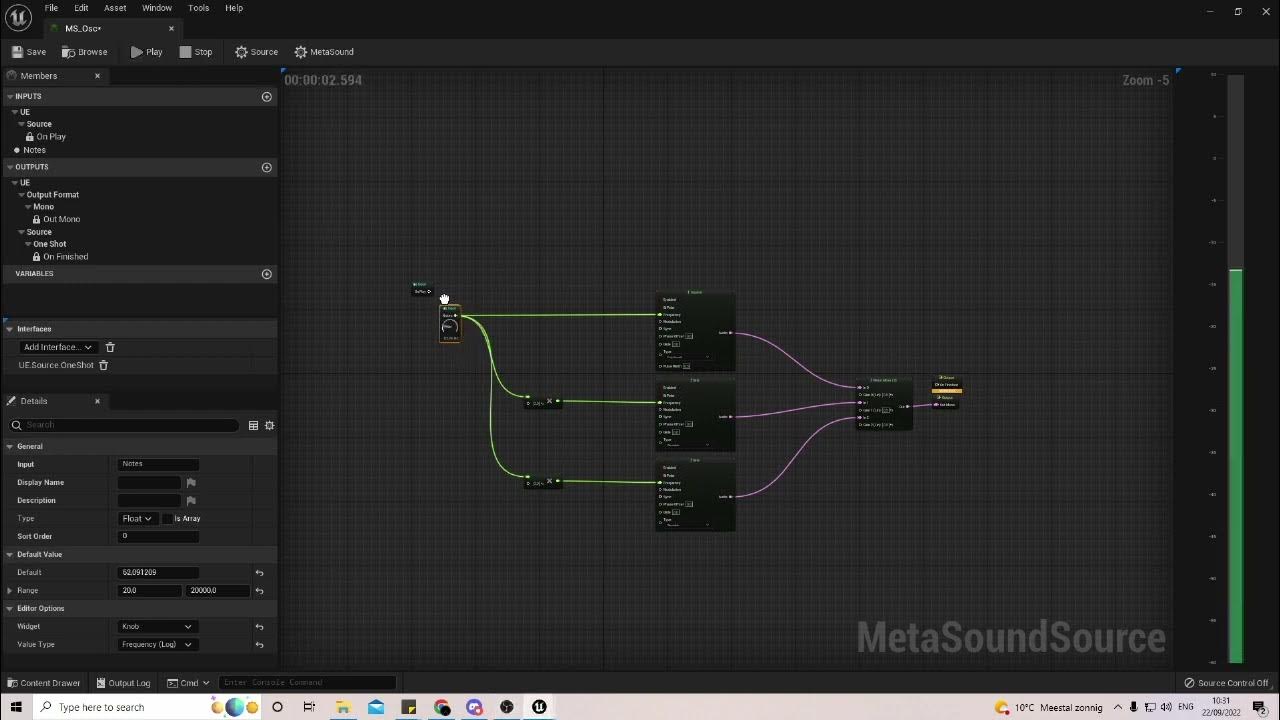 MetaSounds Unreal 5 - a simple synth that is triggered in game - YouTube