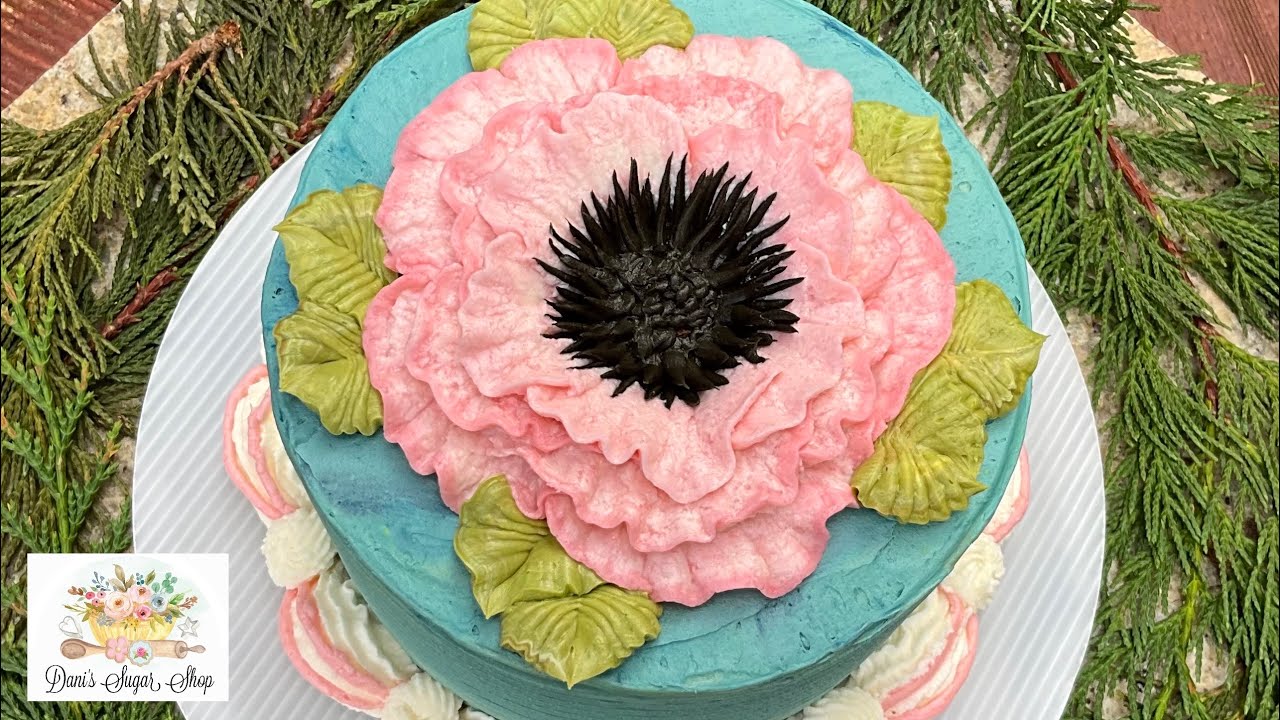How to make a pretty pink poppy flower cake. Satisfying cake decorating ...