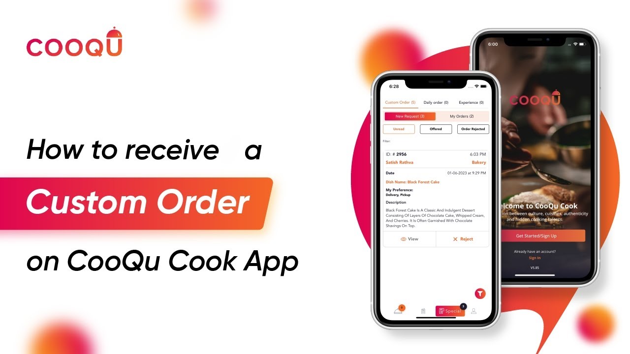 How to receive a custom order on CooQu Cook App - YouTube