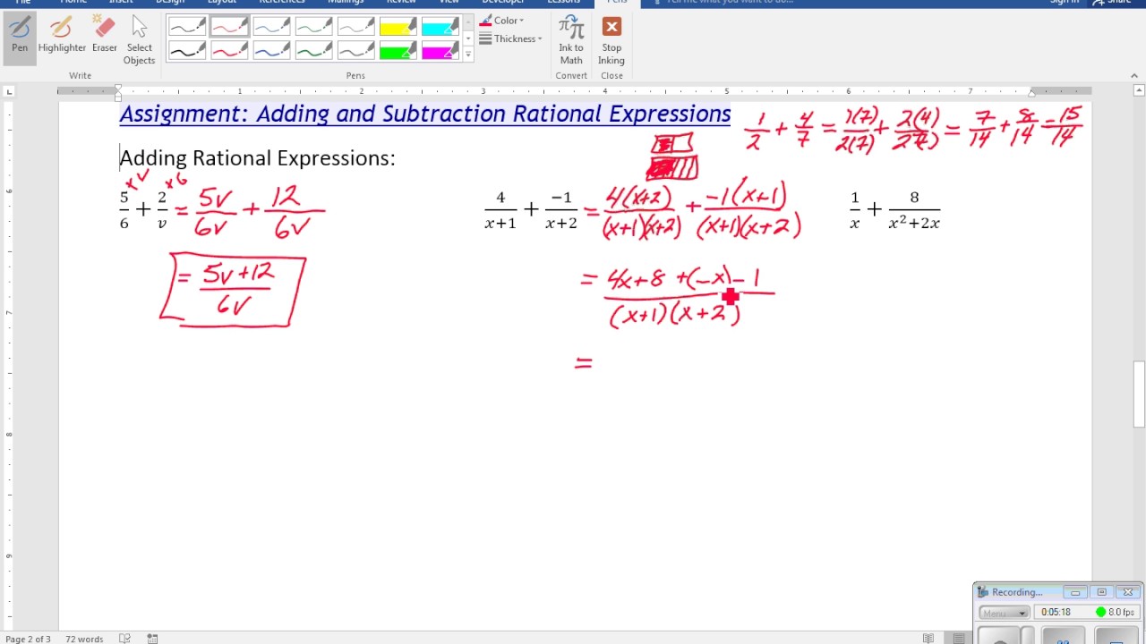 Adding Rational Expressions - YouTube