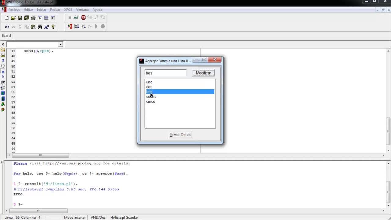Interfaces en Prolog - (3) Enviar datos a una lista (1) - YouTube