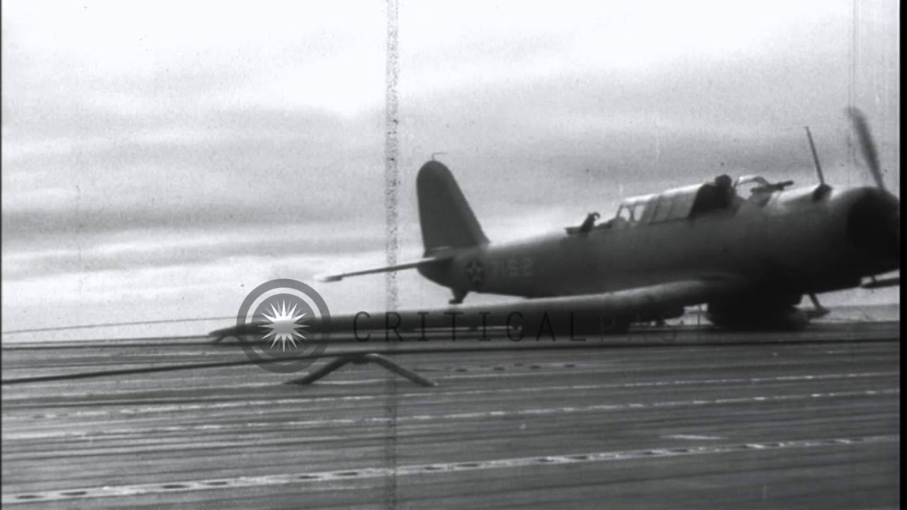 CV-7 USS Wasp flight operations: Crash of SB2U. HD Stock Footage - YouTube