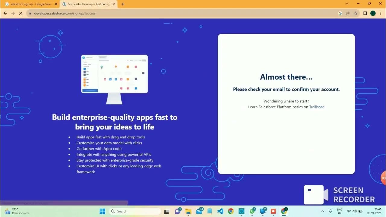 How To Create Salesforce Developer Edition Org Salesforce Learn Salesforce No 1 Crm