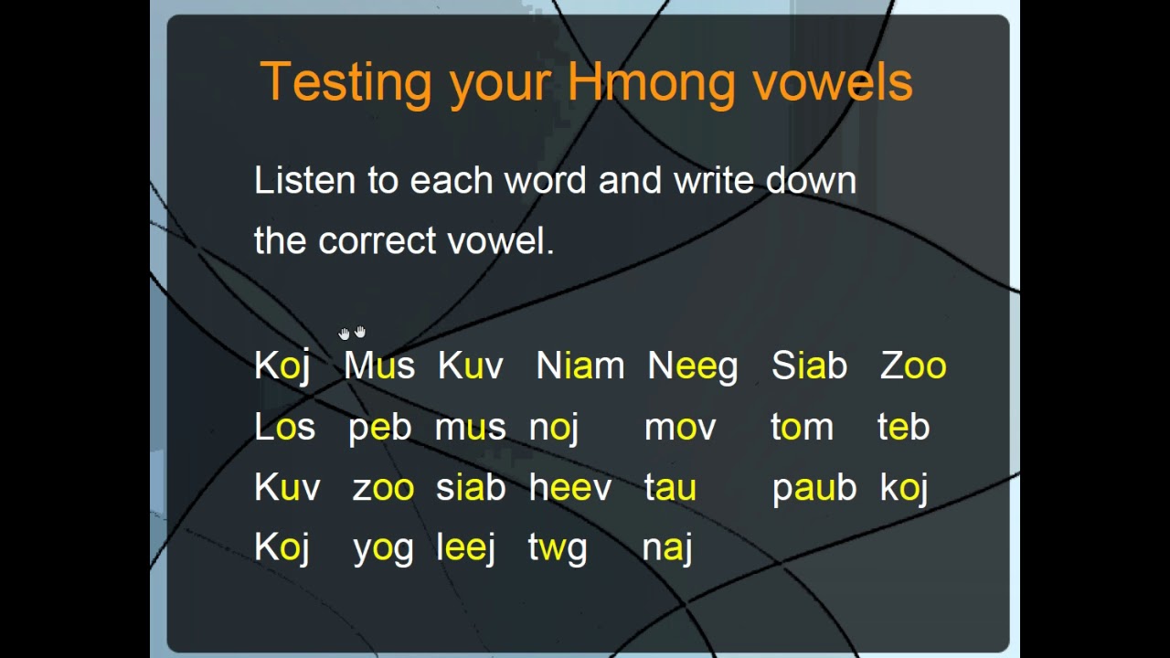 Test your Hmong vowels - YouTube
