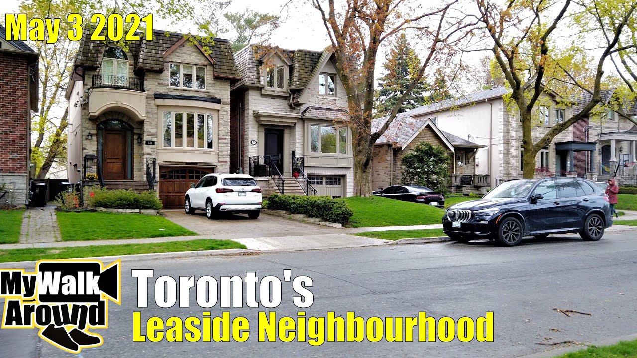 Toronto's Leaside neighbourhood - walking tour in a light rain, seeing ...