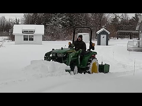 Frontier Snow Pusher on John Deere 3035D - YouTube