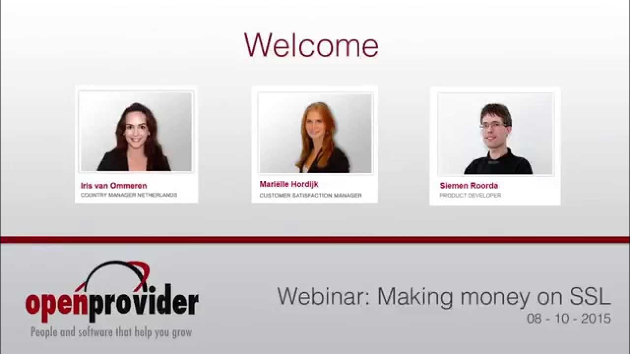 Webinar "How to make money on SSL" | Openprovider - YouTube