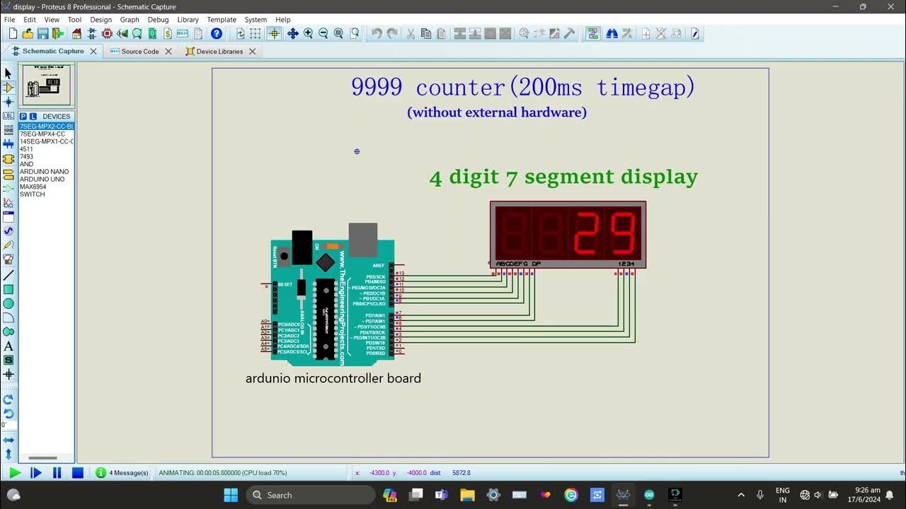 4-Digit 7-Segment Display Simulation in Proteus - YouTube