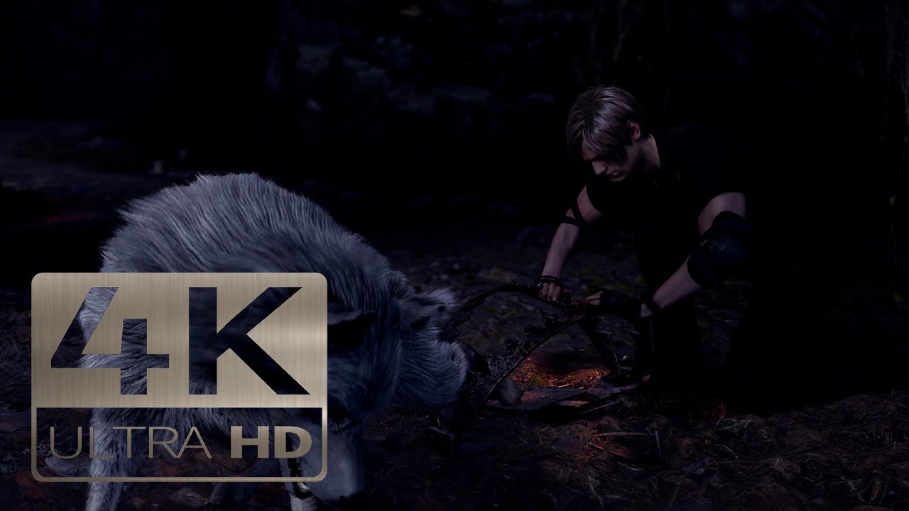 Resident Evil 4 (2023) - Leon Saves a Wolf (Remastered to 4K) - YouTube