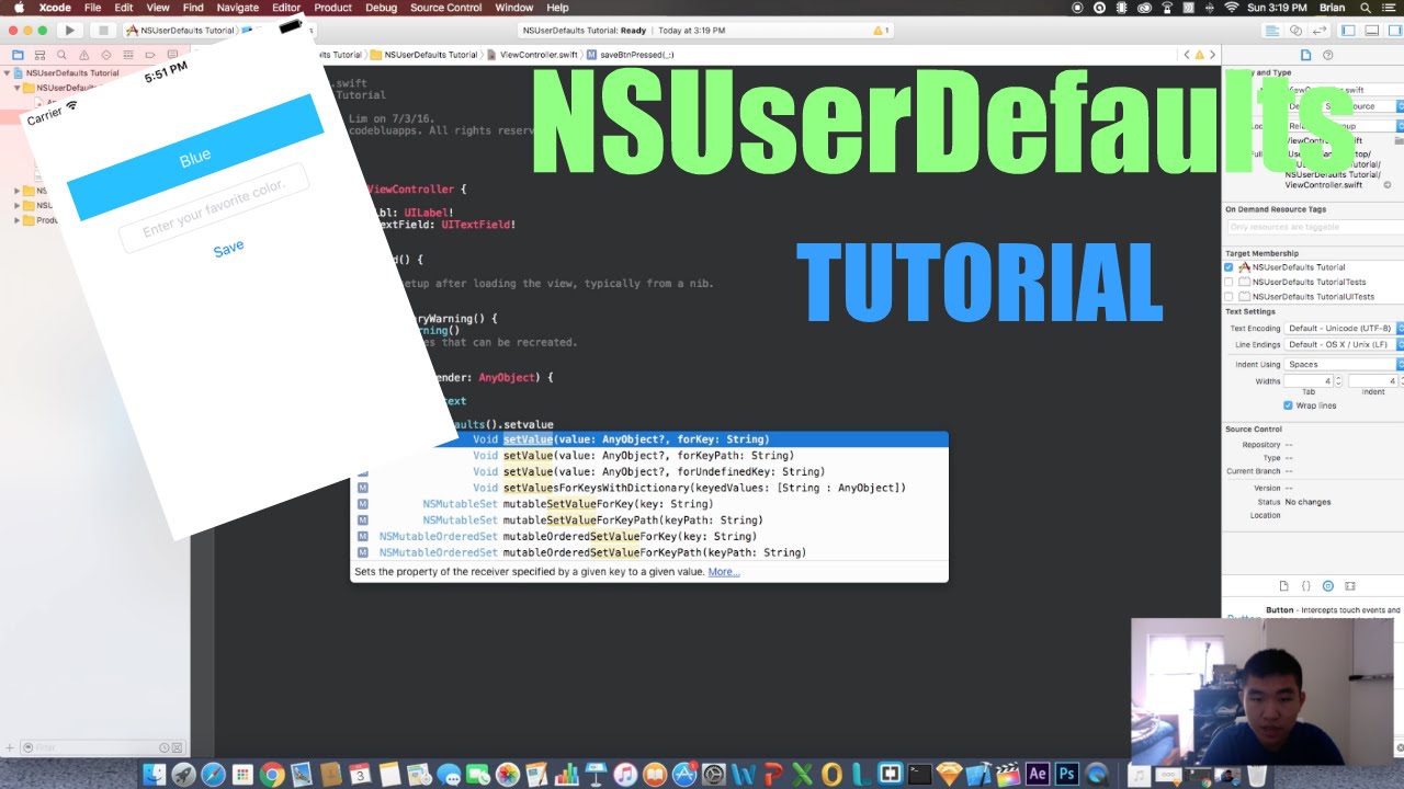 Swift Tutorial Saving Using Nsuserdefaults Youtube 1791