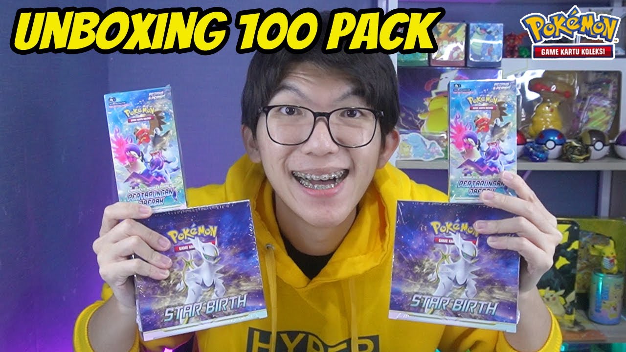 Unboxing 100 Pack STAR BIRTH & Pertarungan Daerah - Kartu Pokemon TCG ...