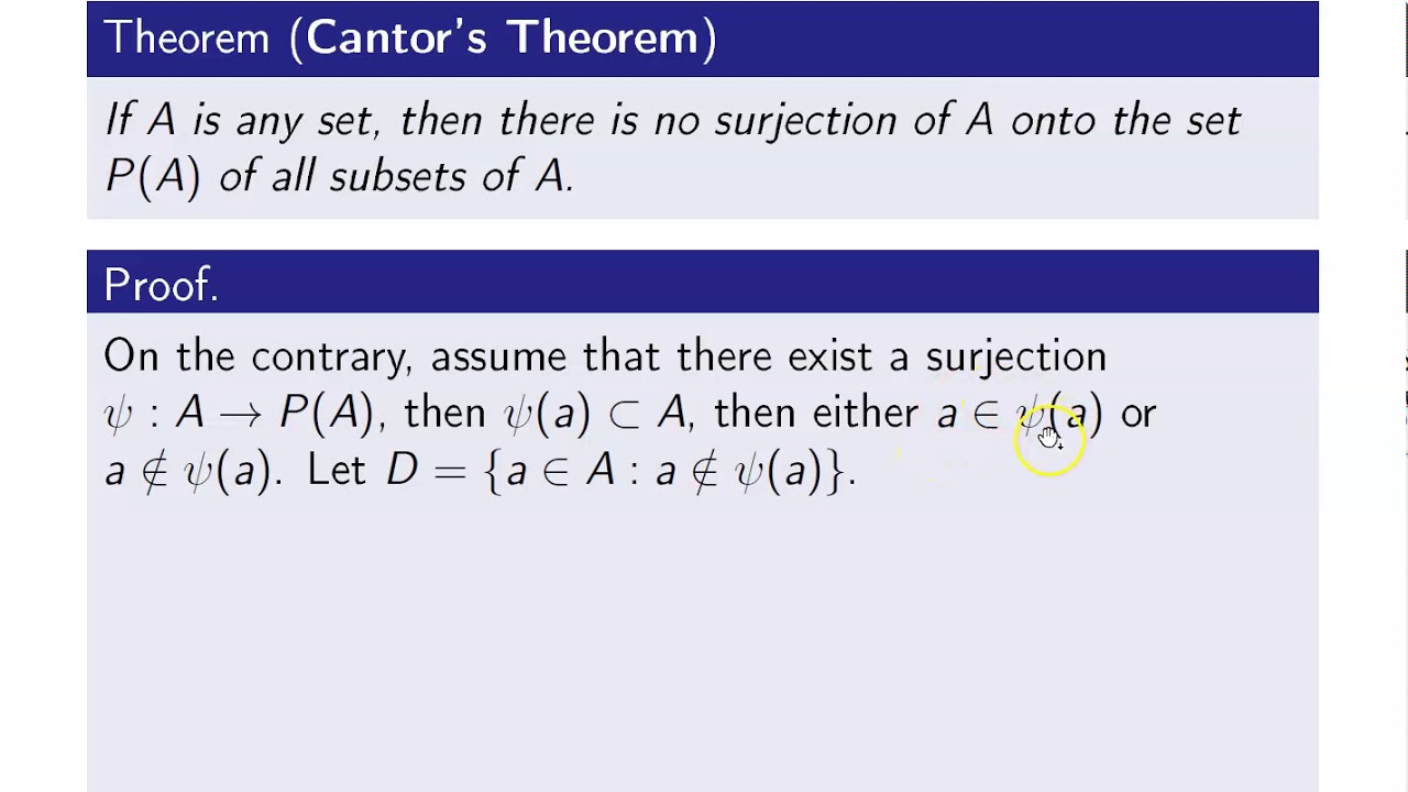 Mathematical Analysis Class 8: Cantors Theorem: Proof - YouTube
