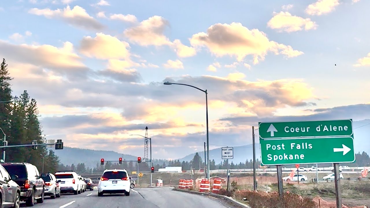 Post Falls, ID to Spokane Valley, WA Driving Video | November 8, 2023 ...