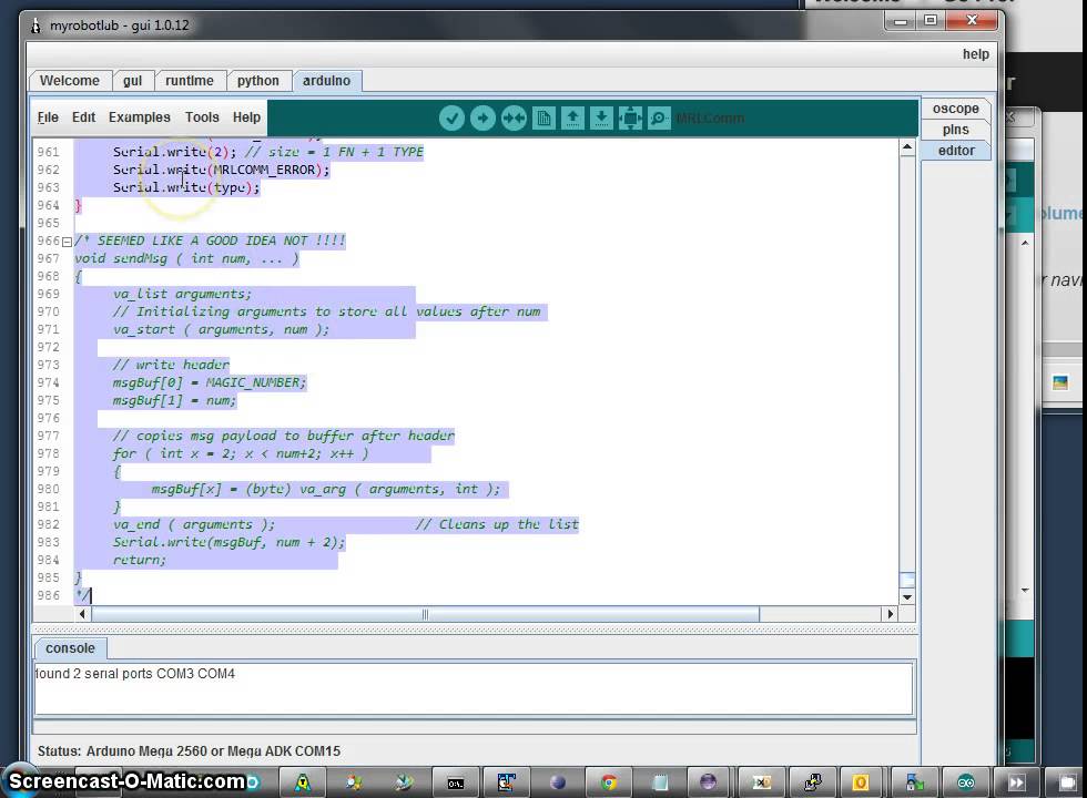 Copy MRLComm.ino from MRL To Arduino - then upload - YouTube