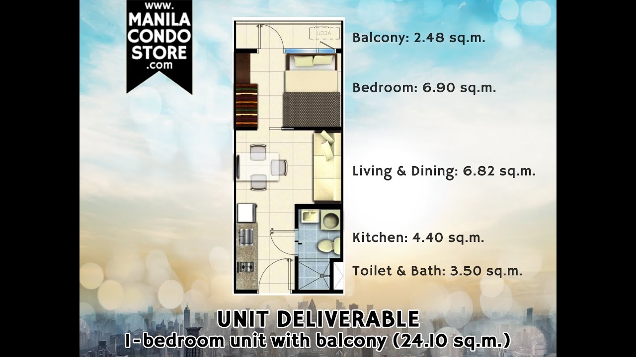 SMDC • Actual / Deliverable Unit Walkthrough • 1 bedroom with balcony ...