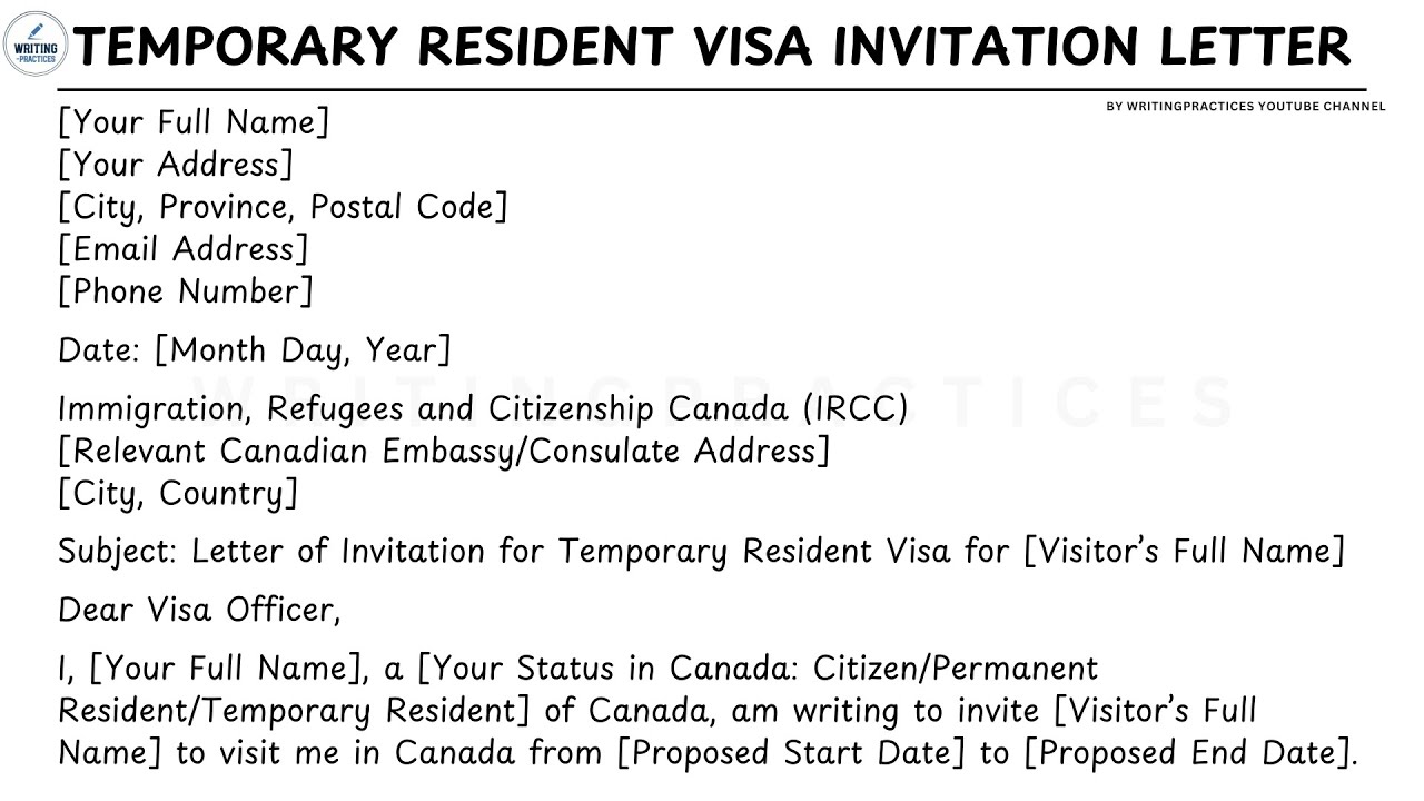 How To Write A Temporary Resident Visa Invitation Letter (TRV) Steps ...