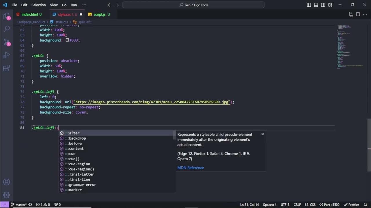 How To Create Split Landing Page Product By HTML CSS & JavaScript || Gen Z Học Code - YouTube