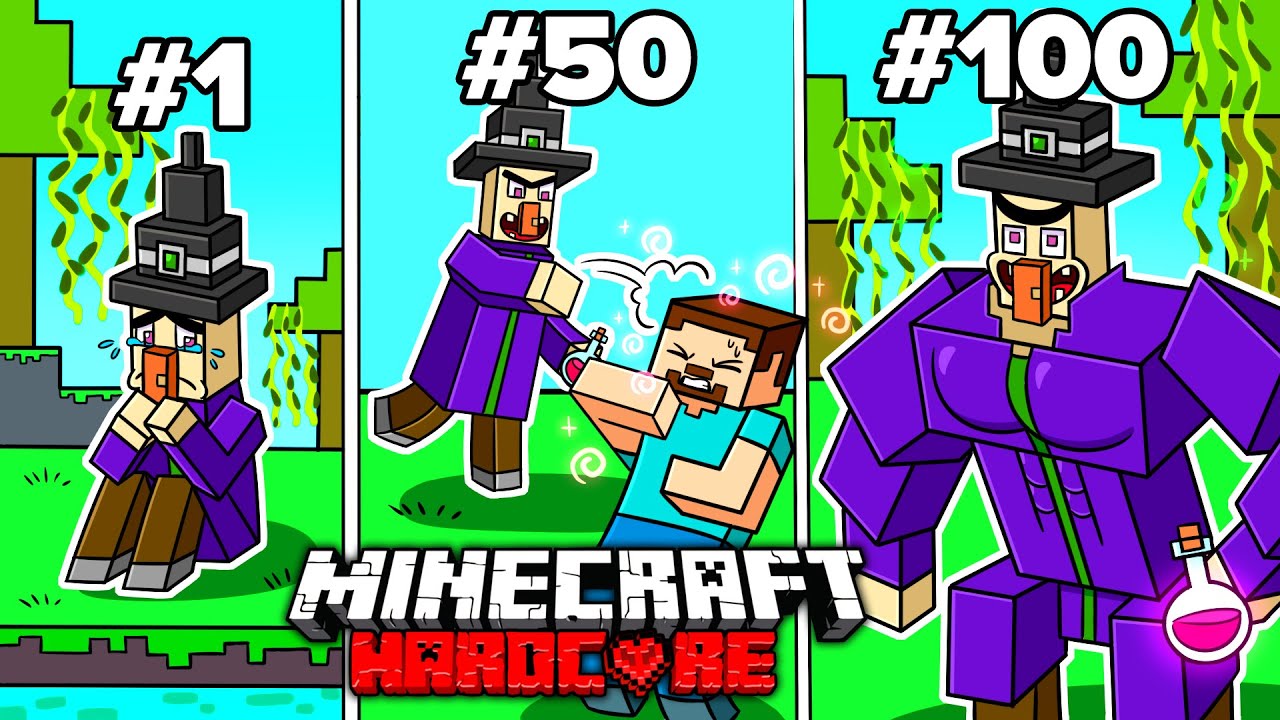 I Survived 100 Days As A Witch In Hardcore Minecraft Youtube