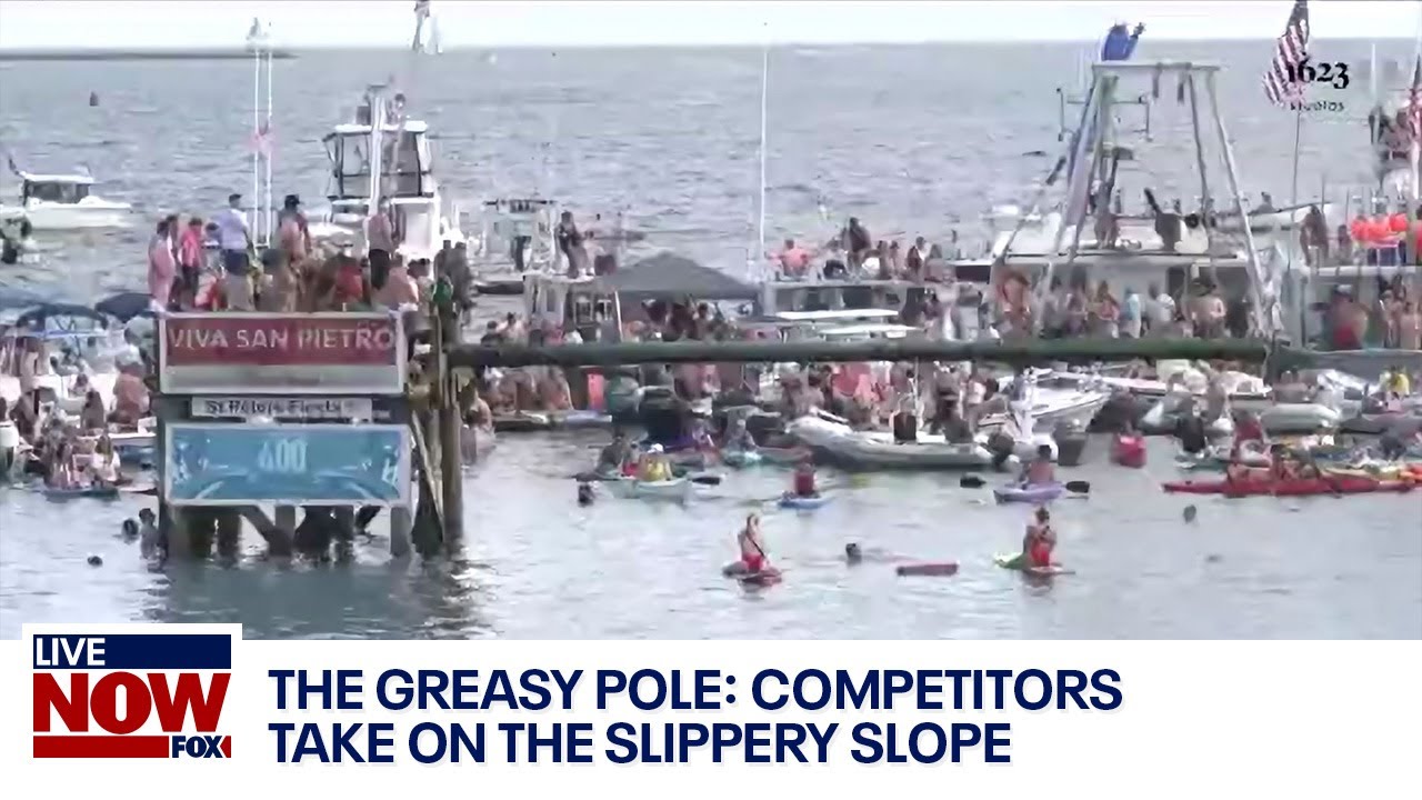 Greasy Pole Competition: the slippery slope at St. Peter's Fiesta in ...