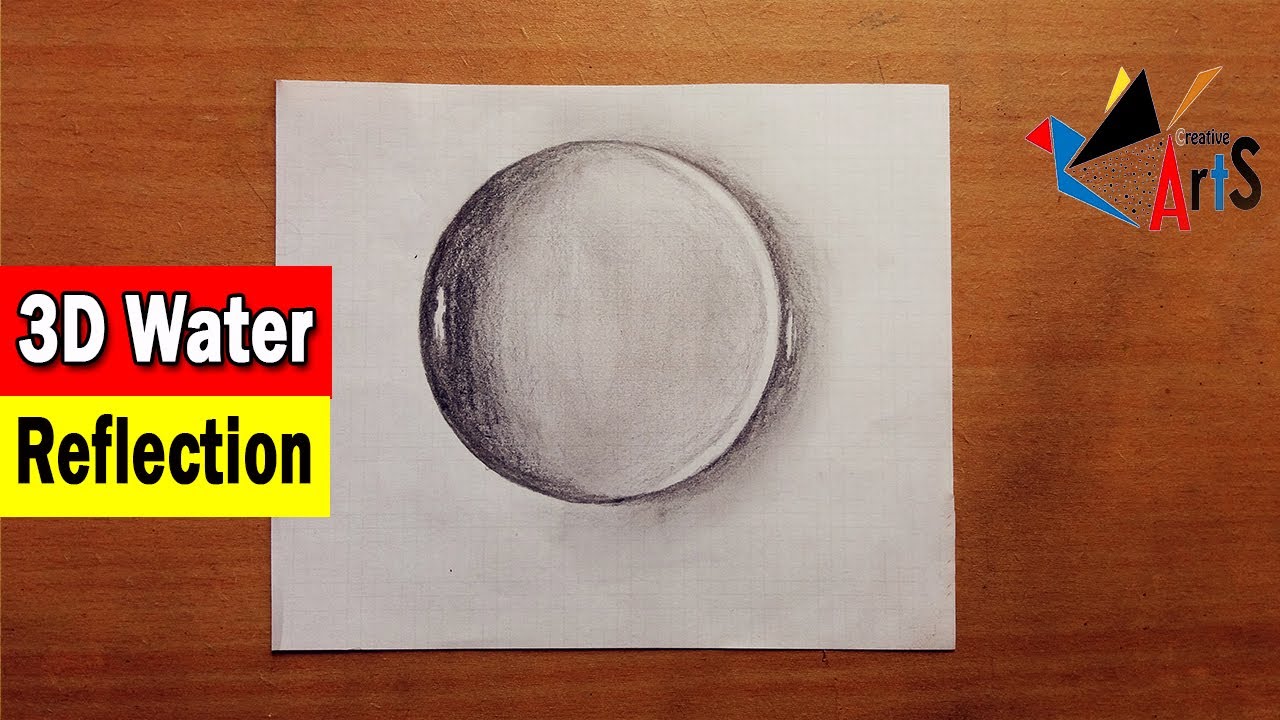 3D Ball sketch || How to draw Water reflection Ball Drawing || কিভাবে ...