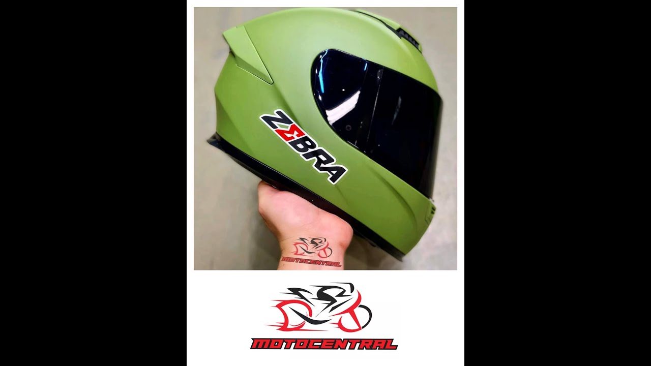 zebra matte green helmet | dj moto central - YouTube