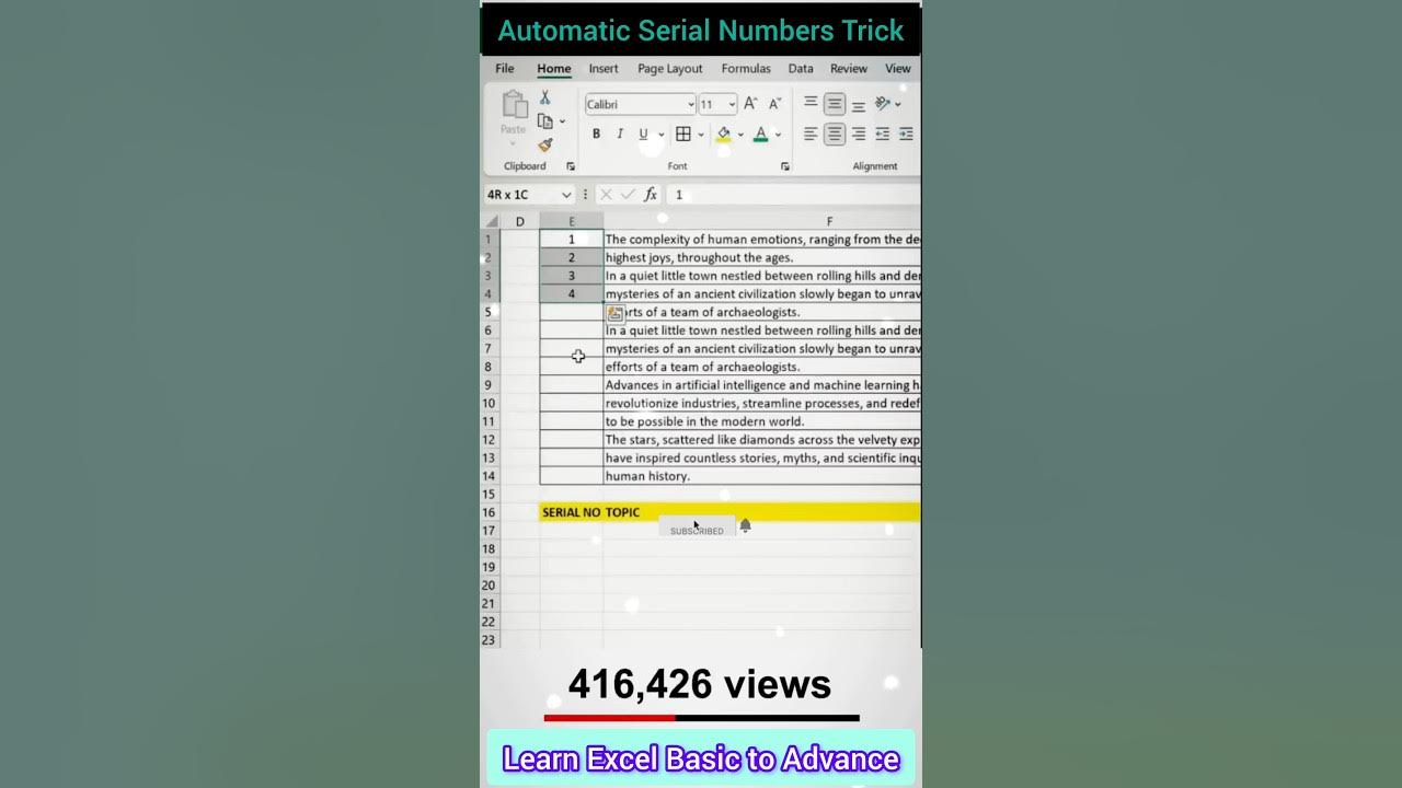 Serial Number in Excel 🔥 New Excel Trick for serial Number ☺️ #excel #exceltips #exceltricks ...