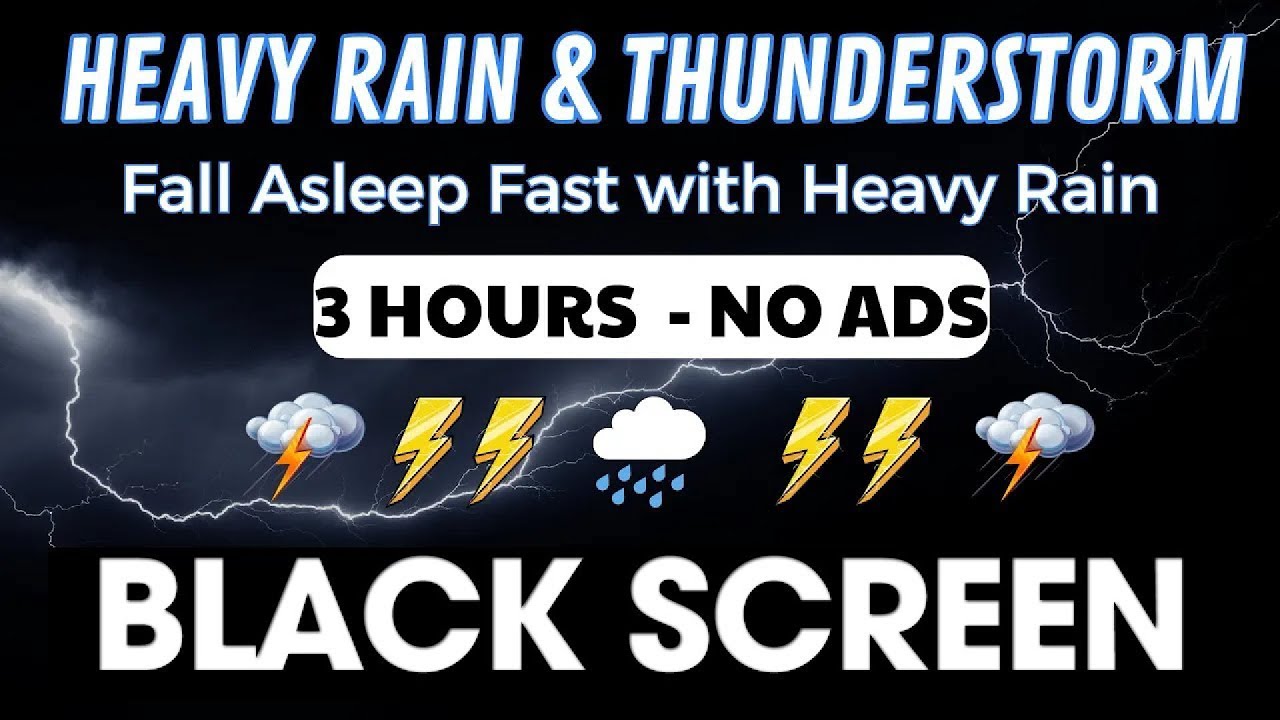 Sleep Soundly in 3 Minutes with Heavy Rain & Thunder Sounds at Night ⛈️ ...