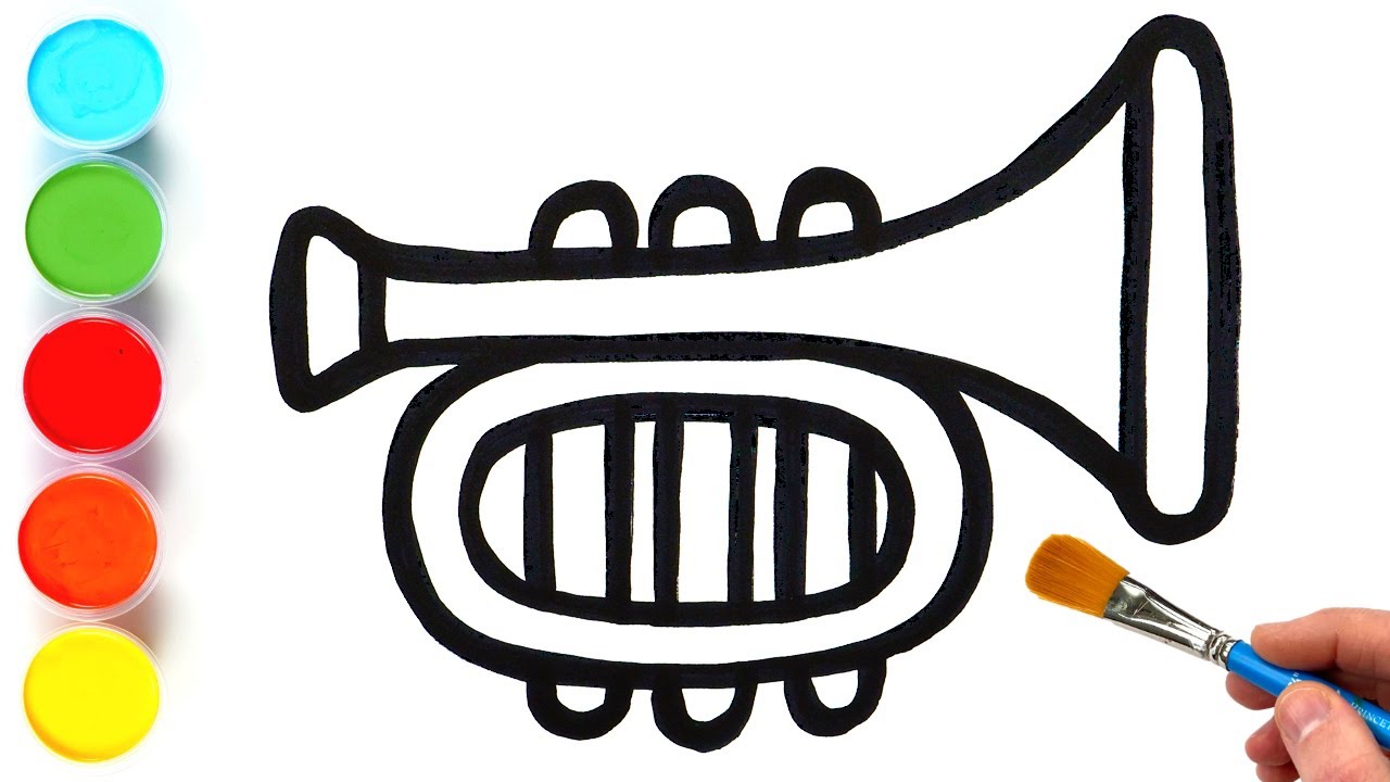 Trumpet Drawing, Painting and Coloring for Kids & Toddlers | Let's Draw ...