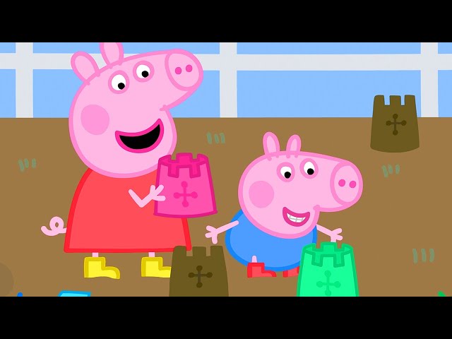 Peppa and George build Muddy Castles - Videos For Kids