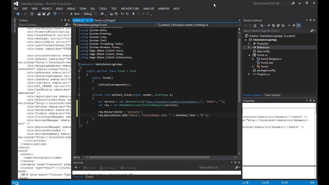 Using Queries and Nested Payloads With The SData API for SalesLogix ...