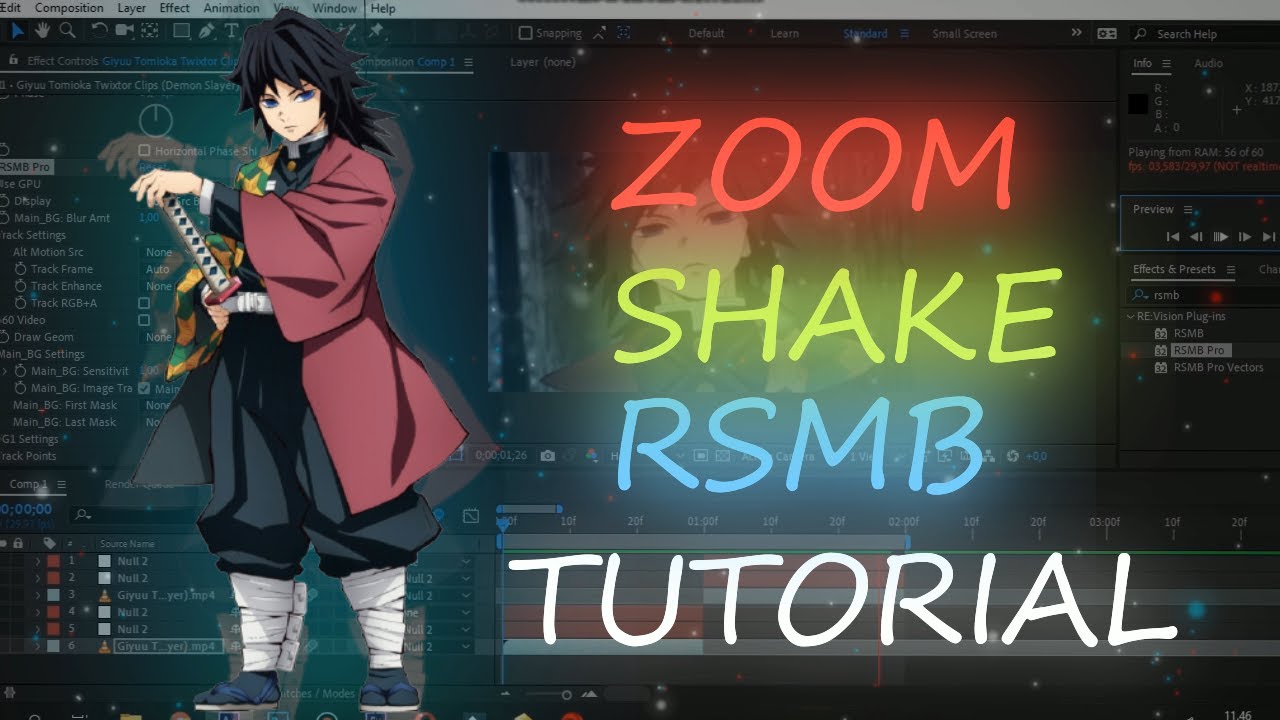 Tutorial Smooth Zoom - Position Shake - RSMB Setting AMV - After Effect - YouTube