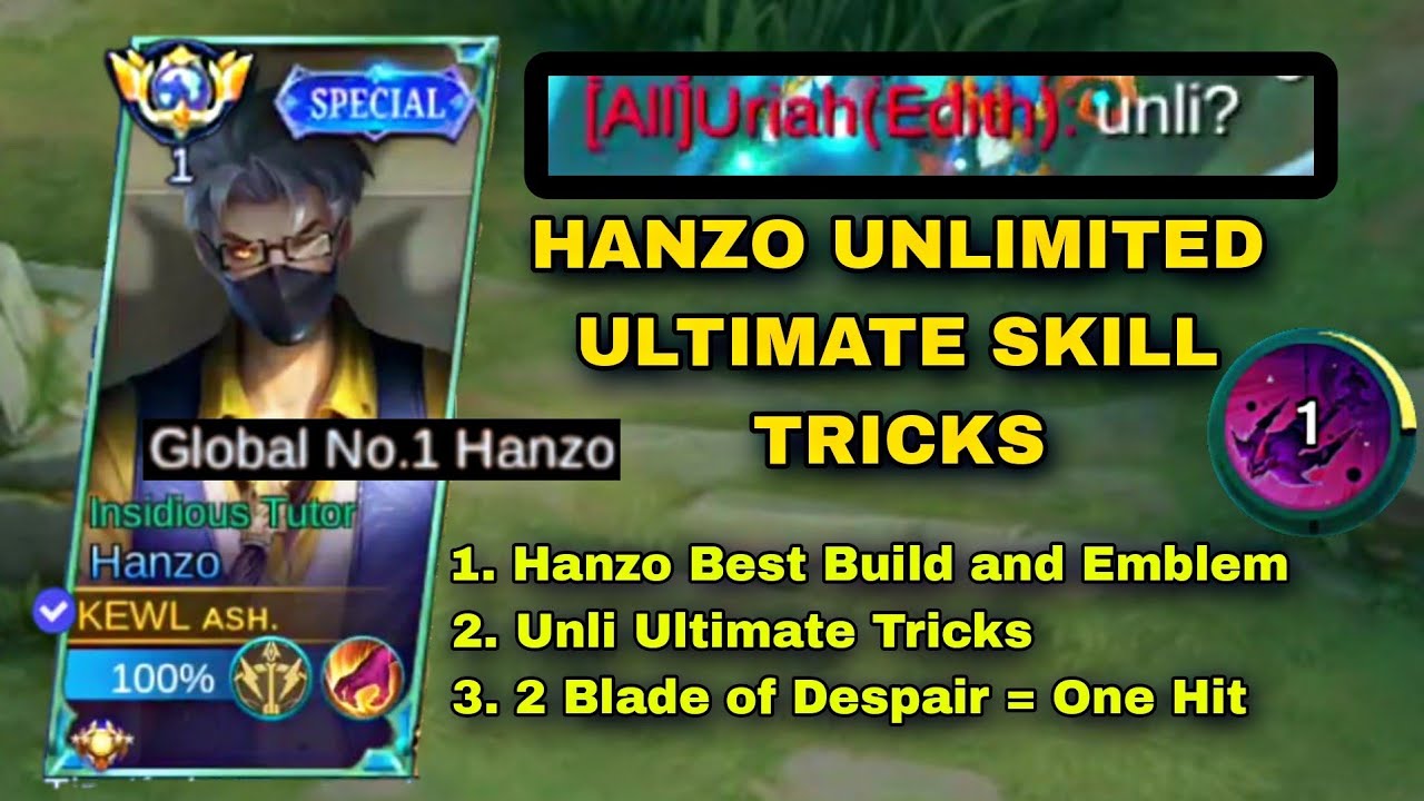 HANZO No Cooldown Ultimate Skill Tricks? ( Hanzo Best Build and Emblem ...