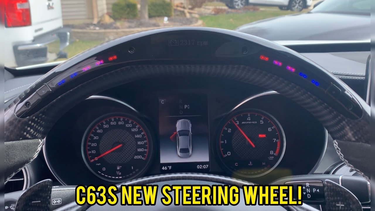 C63S AMG carbon fiber LED steering wheel - YouTube