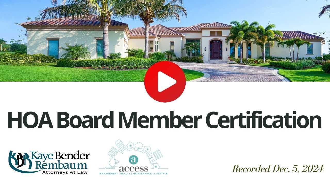 HOA Board Member Certification | Dec. 5, 2024 - YouTube