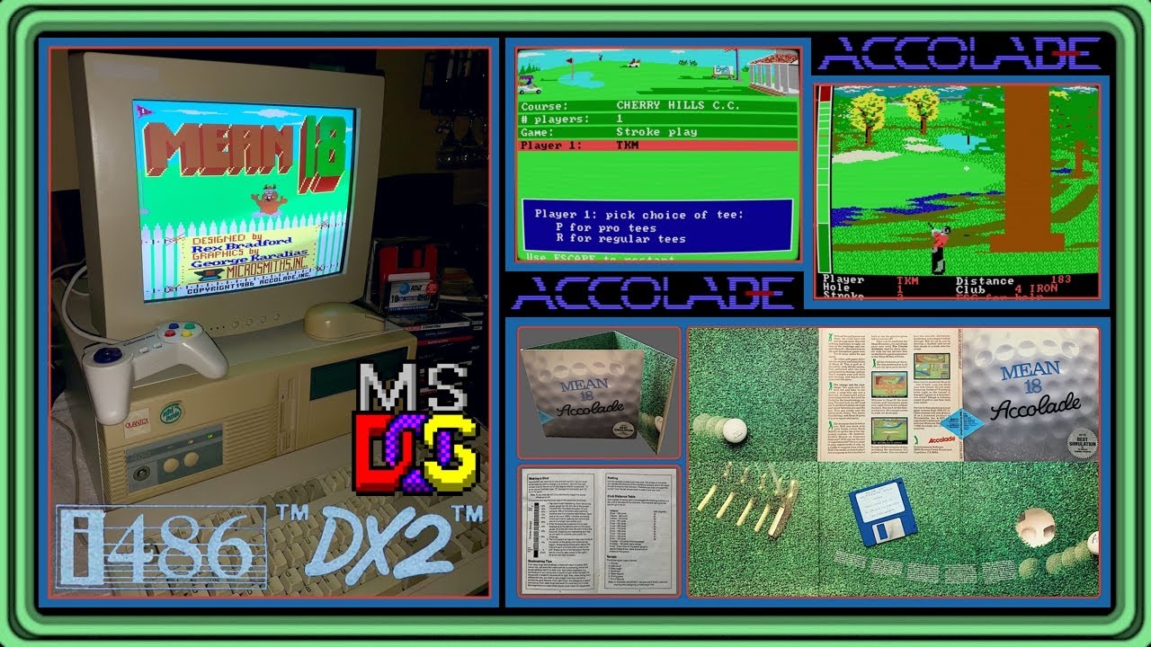 Mean 18 Golf on a 90s i486 WIn95 DOS Computer & CRT Monitor - Cherry ...