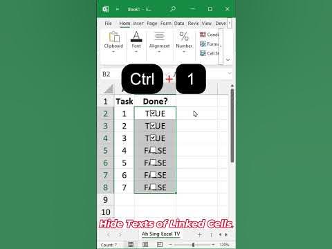 How to hide TRUE and FALSE for linked cells of checkboxes #excel - YouTube