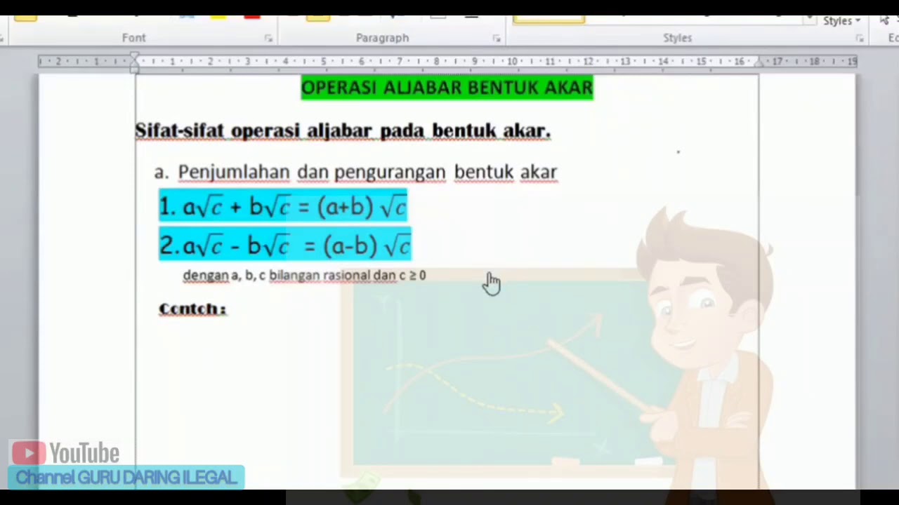 Operasi aljabar bentuk akar beserta contoh soal Mudah Matematika kelas ...