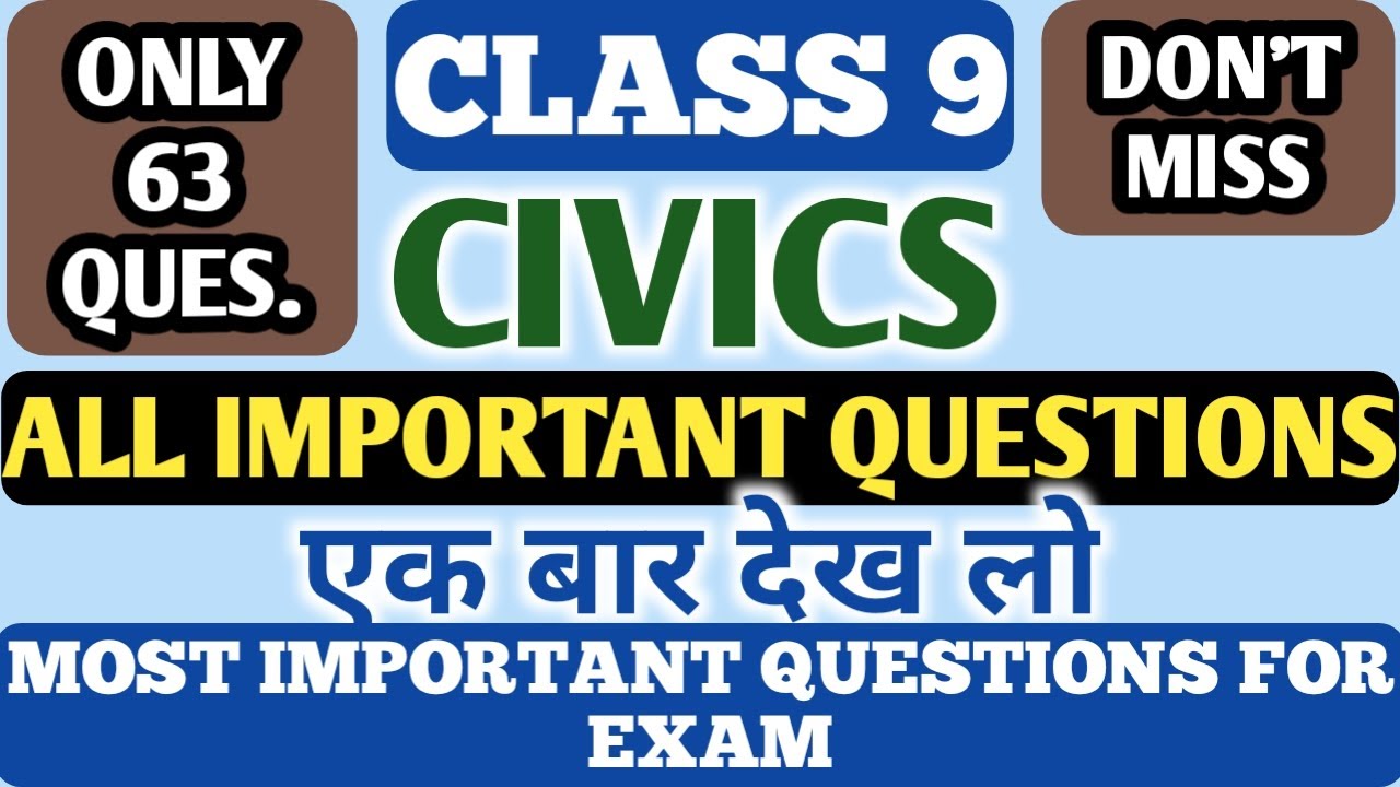 Class 9 Civics Important Questions - YouTube