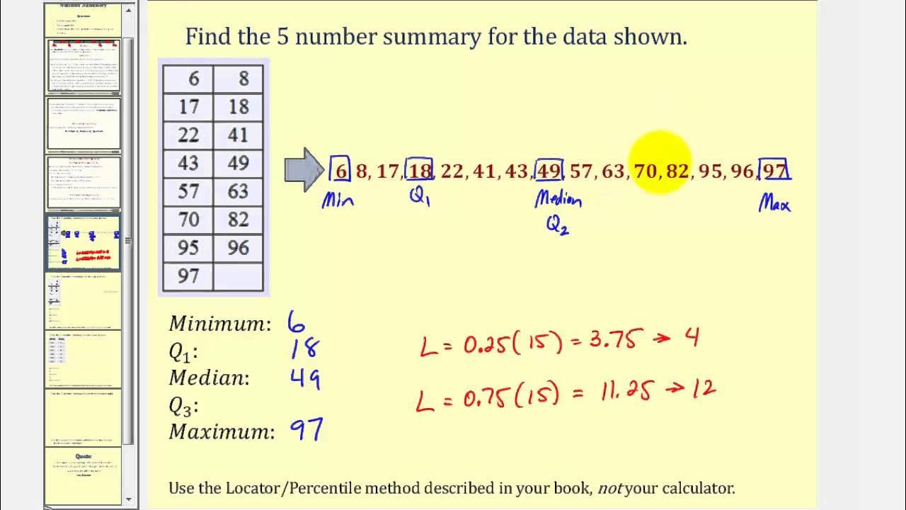 Measuring Variation: Quartiles and Five Number Summary - YouTube