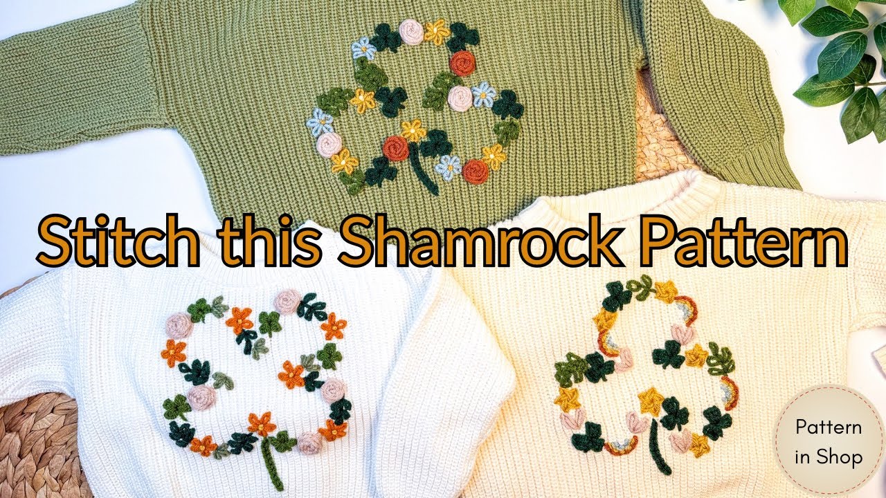 Stitching my Shamrock Embroidery Pattern Step-by-Step ☘️ - YouTube