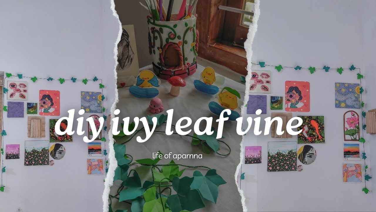 diy paper ivy leaf vine, room decor 🍃|Malayalam| - YouTube