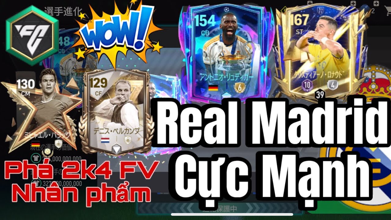 FC MOBILE NHẬT BẢN | REAL MADRID CỰC MẠNH - NÂNG CẤP RUDIGER 130+6 ...
