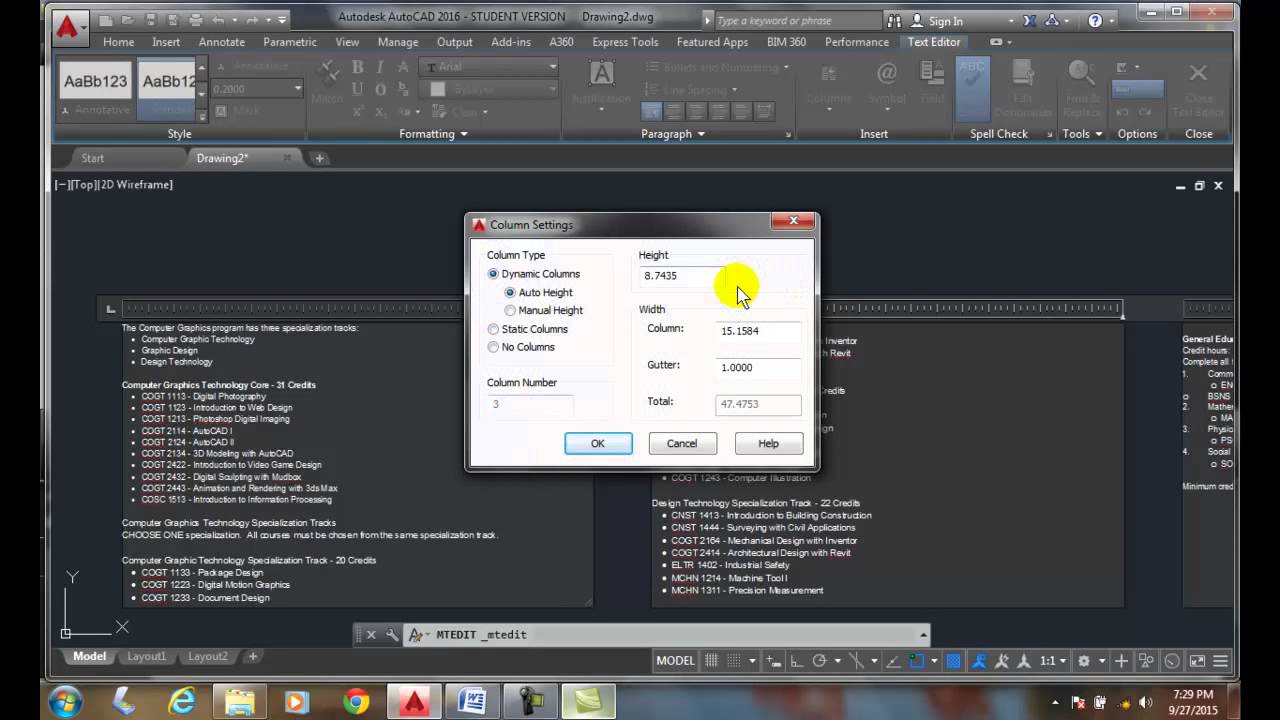 AutoCAD I 09-27 Using the Column Settings Dialog Box - YouTube