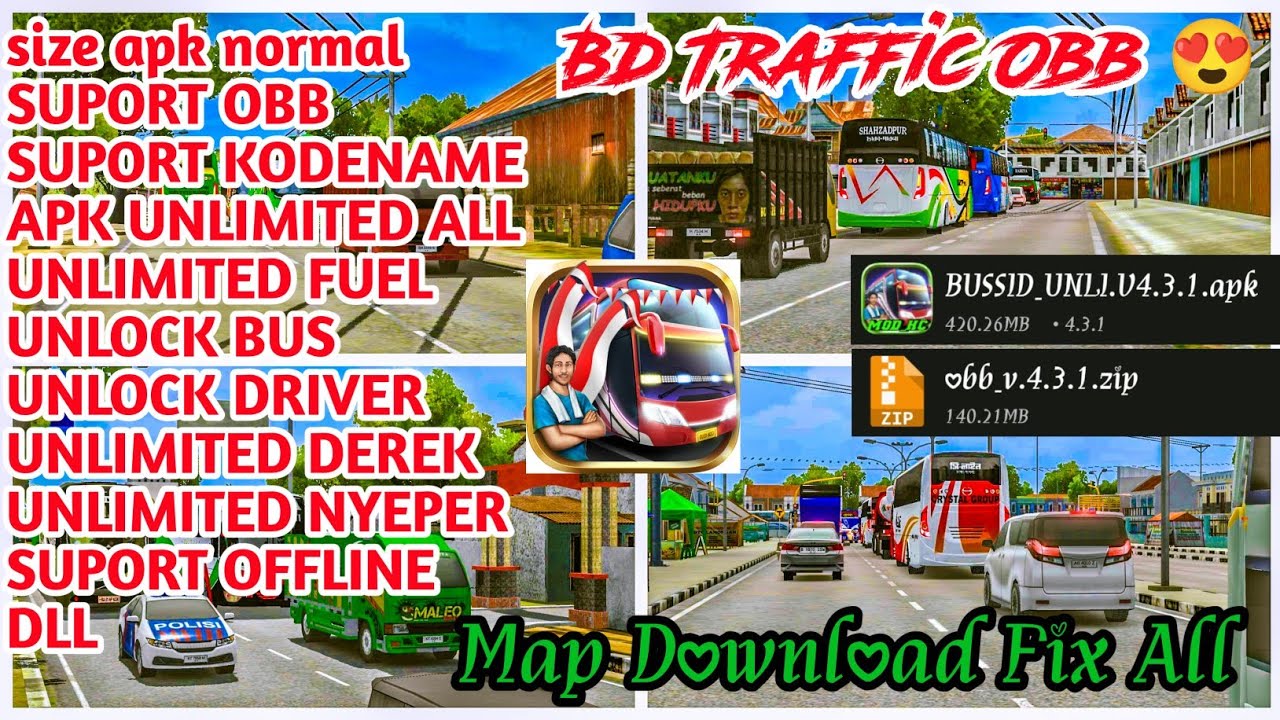 Bussid mod apk Bd Traffic obb v4.3.1 Bus simulator indonesia Unlimited ...
