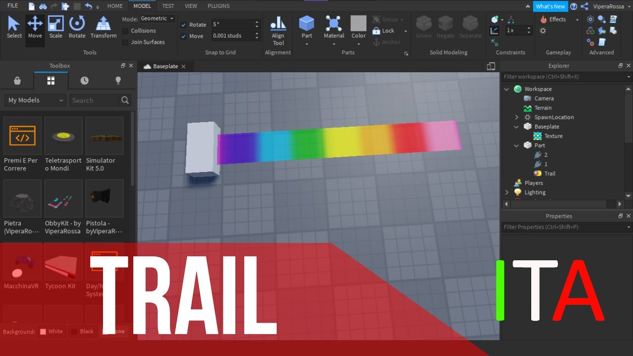 Come Creare Un Trail - Roblox Studio ITA - YouTube